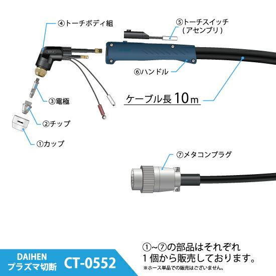 ダイヘン（DAIHEN） プラズマ 切断 トーチ 10m CT-0552 プラズマ 切断機 M-5500/C/2 用 : 工具の三河屋 ...