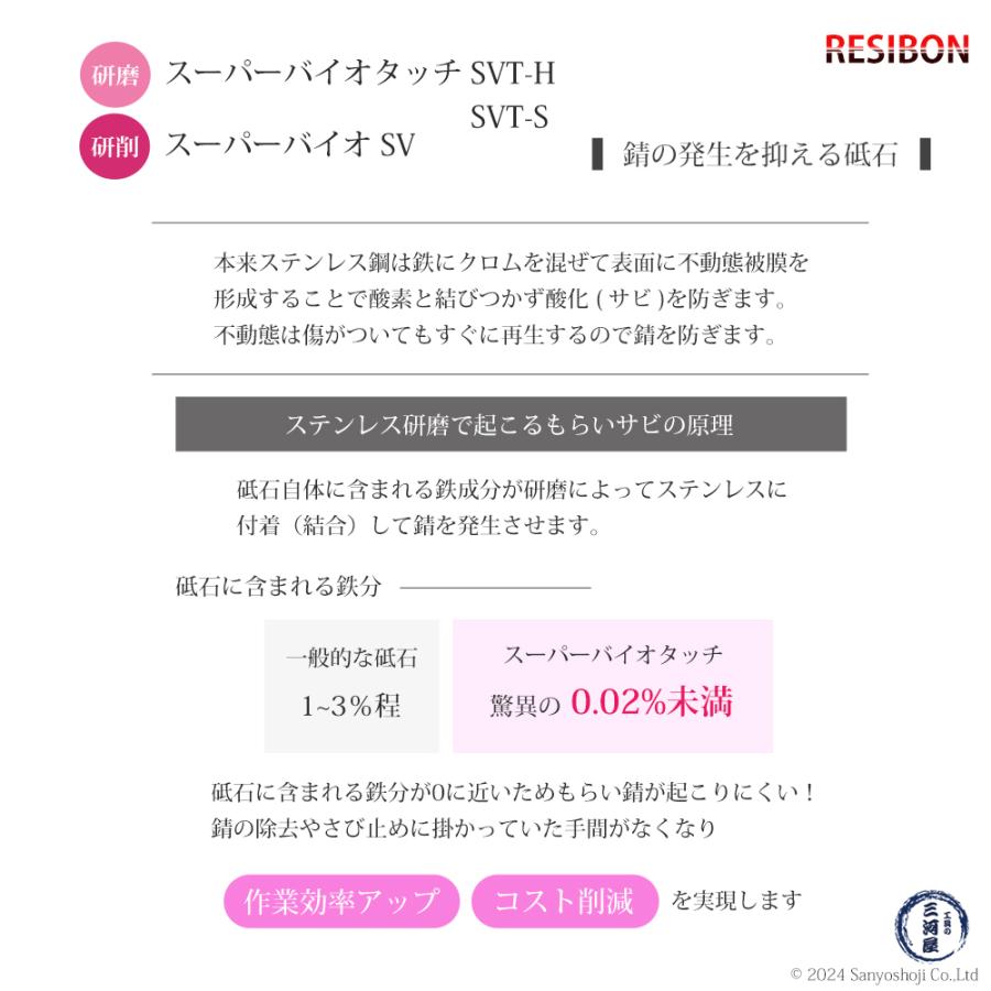 日本 レヂボン ( レジボン ) 研磨・研削砥石 スーパーバイオタッチ ハード SVT-H 100x3x15 #46 25枚 直送 SVTH1003-46 代引き不可 : 工具の三河屋 ...