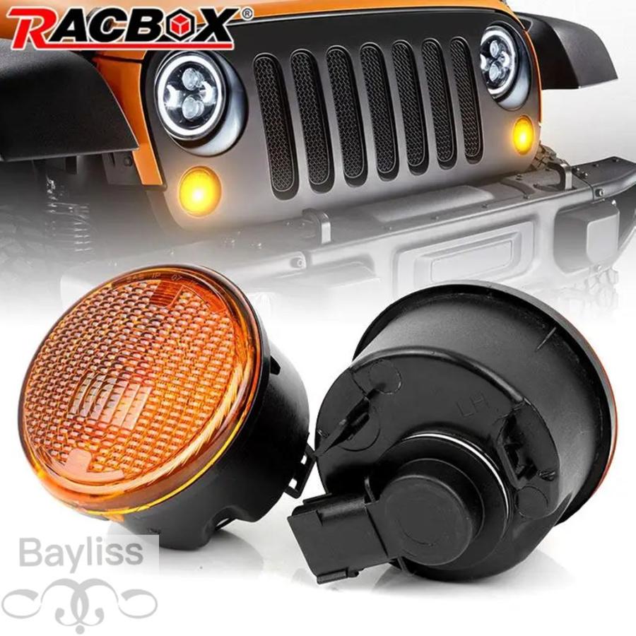 【並行輸入品】 ジープラングラー用LEDサイドライト フロントインジケーター ウィンカー 2014 2015 2016 2017 ...