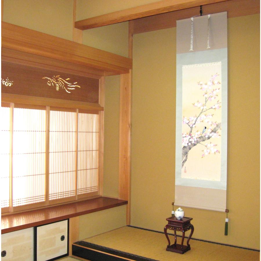 掛け軸 掛軸 桜に小禽(さくらにしょうきん) 堀 高泉 (真作・新品 掛け軸 掛軸 桜に小禽(さくらにしょうきん) 堀 高泉 (真作・新品