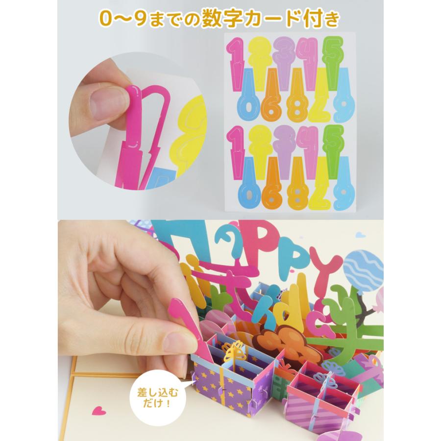 バースデーカード メッセージ カード 誕生日 メッセージカード 3D 立体 プレゼント グリーティングカード メッセージ 誕生日カード レターセット : ca-1714 : KOYOKOMA ...