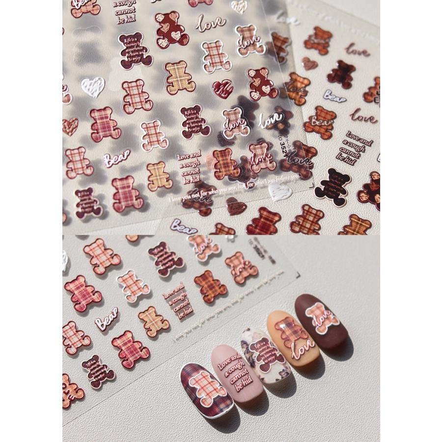 ネイル シール 2枚 セット クマ チェック 熊 パーツ デザイン ニュアンス プチプラ 簡単 かわいい 薄 ワンポイント : KOYOKOMA - 通販 - Yahoo!ショッピング