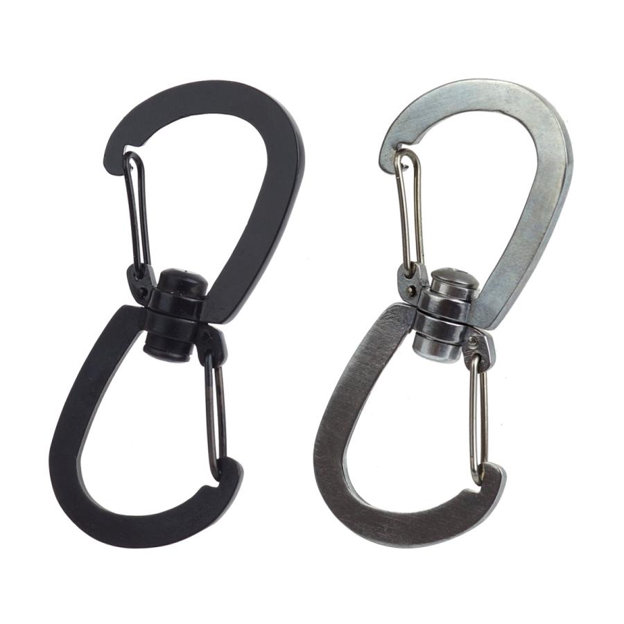 カラビナ 360° 回転 ダブルフック 鍵 簡単取付 シルバー ブラック ステンレス 持ち運び 携帯 小型 軽量 アウトドア カギ : KOYOKOMA - 通販 - Yahoo!ショッピング
