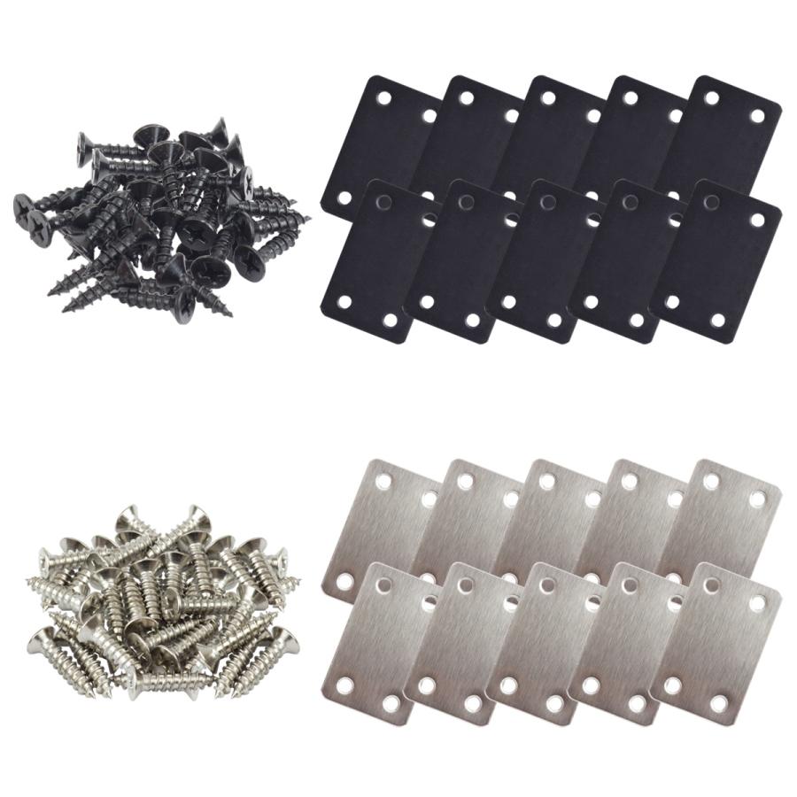 金具 38mm×60mm ストレート プレート ワイド 長方形 DIY フラット 連結 10個セット ステンレス 頑丈 I型 地震対策 家具 固定 補強 補修 パーツ ネジ付属 ...