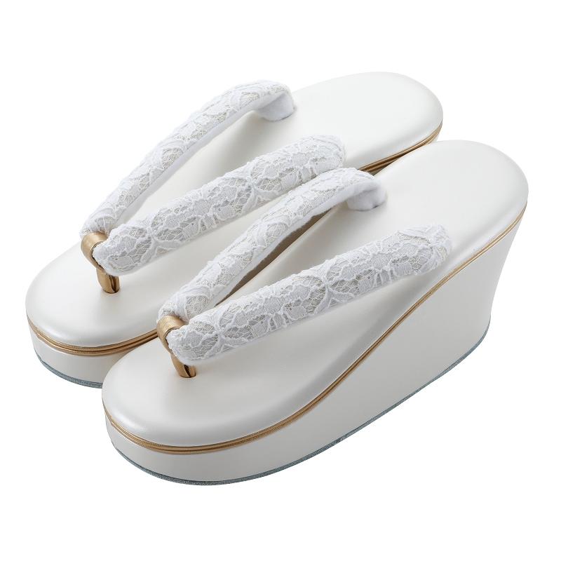 振袖用 こっぽり風 かかと高 厚底 草履 レース ソフト鼻緒 フリーサイズ ホワイト zh-308 : 和の心 小雪 - 通販 - Yahoo ...