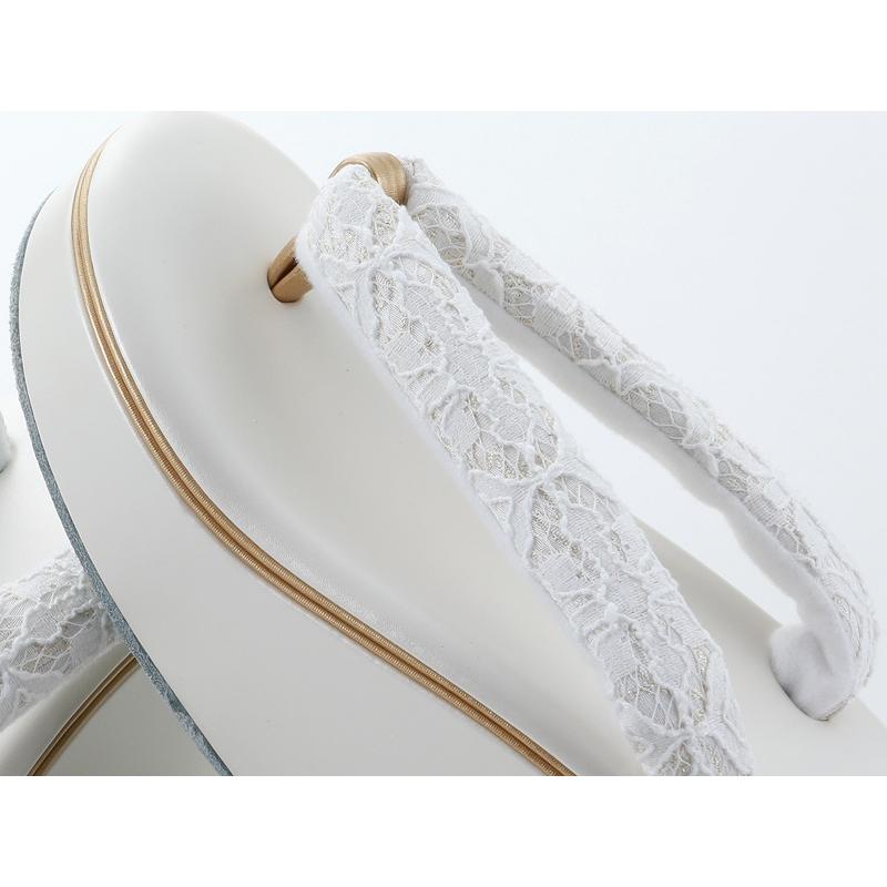 振袖用 こっぽり風 かかと高 厚底 草履 レース ソフト鼻緒 フリーサイズ ホワイト zh-308 :d02-zh-308:和の心 小雪 ...