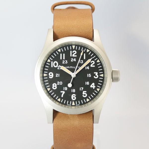 HAMILTON（ハミルトン） HAMILTON Khaki Field カーキ フィールド メカ メンズ レザー ブラック 38mm ...