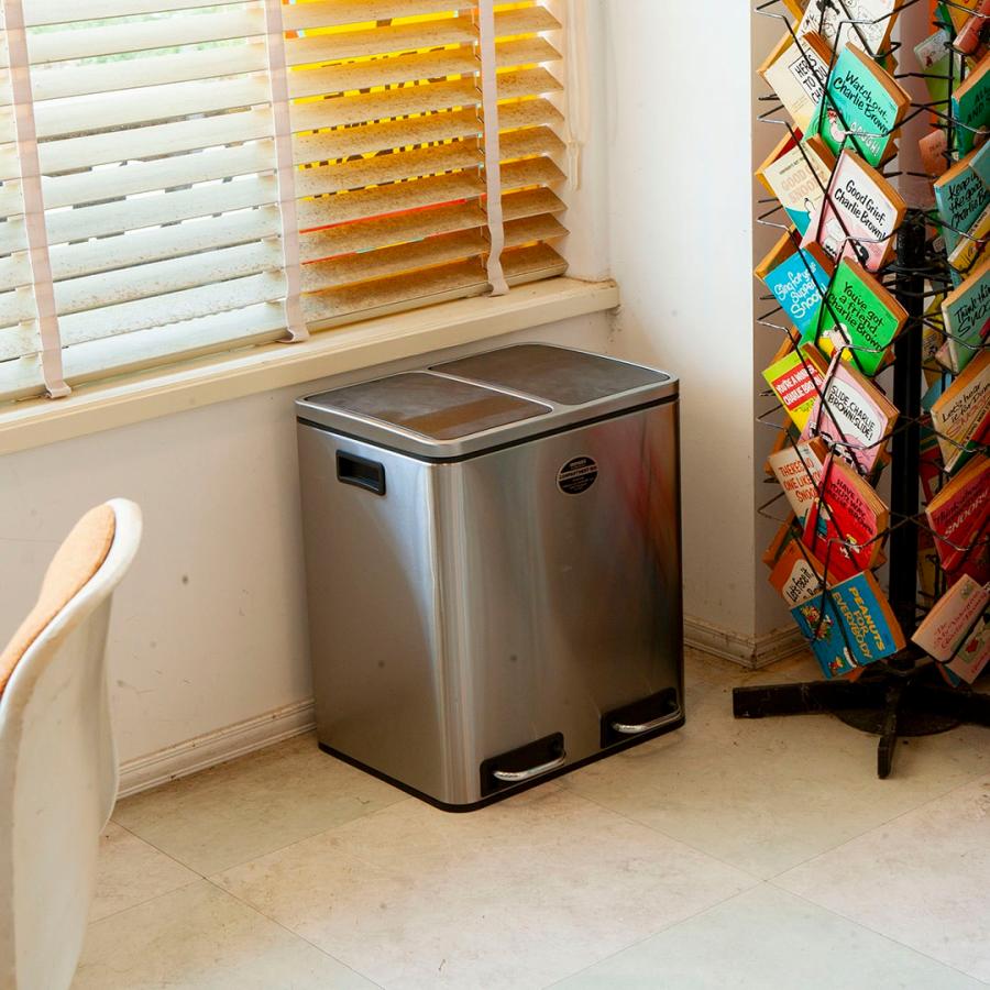 DULTON ダルトン(Dulton) 2 コンパートメント ビン 30L 15L×2列 ステンレス製ゴミ箱 ふた付き K855-1203-2 : kret - 通販 - Yahoo!ショッピング