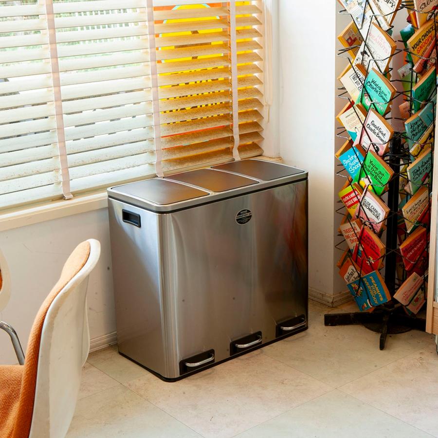 DULTON ダルトン(Dulton) 3 コンパートメント ビン 54L (18L×3列) ステンレス製ゴミ箱 ふた付き 大型 分別 ペダル式 K855-1203-3 : kret - 通販 ...