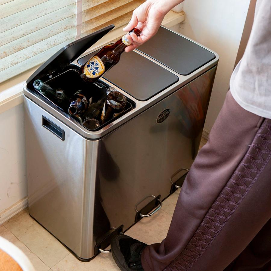 DULTON ダルトン(Dulton) 3 コンパートメント ビン 54L (18L×3列) ステンレス製ゴミ箱 ふた付き 大型 分別 ペダル式 K855-1203-3 : kret - 通販 ...