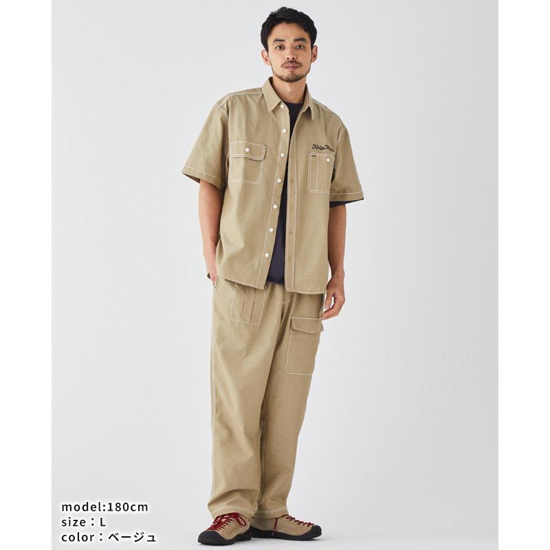 KRIFF MAYER クリフメイヤー メンズ ユニセックス ワークシャツ レギュラーカラー 刺繍 胸ポケット アメカジ 夏 シャンブレー ...