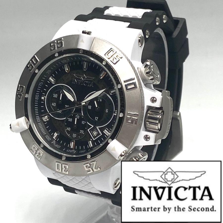 サブアクア 【定価14万円!】★激レア! インビクタ invicta メンズ クロノグラフ クォーツ ラバー ホワイト 腕時計 即納 高級品 ...