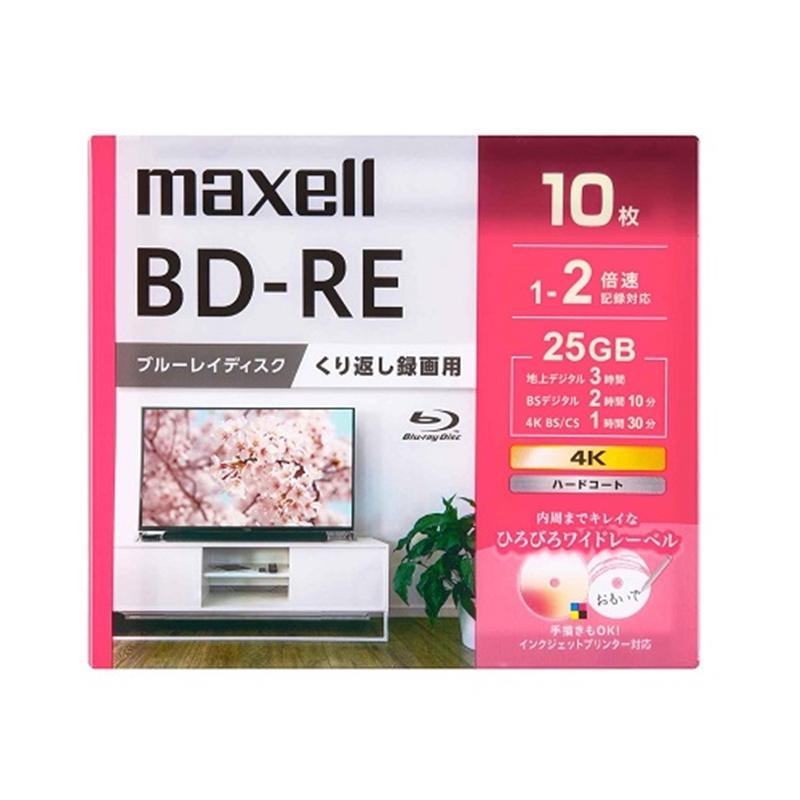 maxell maxell（マクセル） 録画用ブルーレイディスク BD-RE ひろびろワイドレーベルディスク（1〜2倍速記録対応） BEV25WPG.10S : ケーズデンキ Yahoo ...