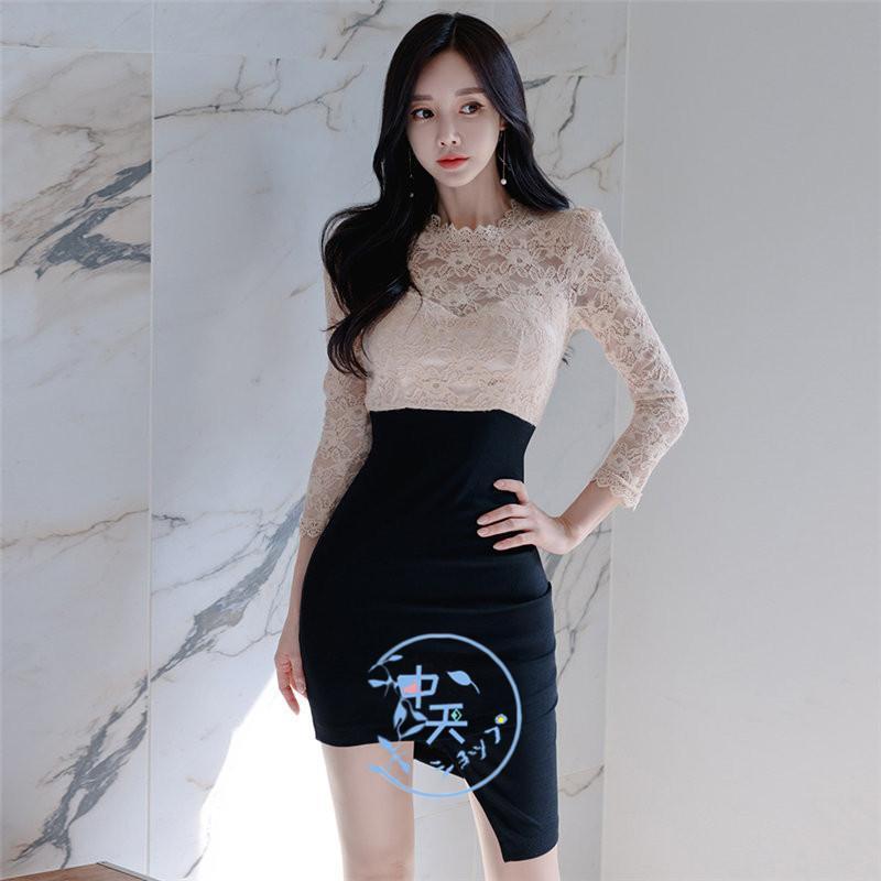 タイトワンピース 切り替えレースタイトワンピースミニ 韓国風 長袖 膝丈タイトワンピース 着痩せ 上品 20代30代 二次会パーティータイトワンピースミニ :0304-g513:KSMCヤフー ...