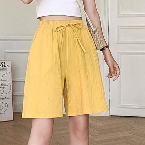 ショートパンツ レディース ハーフパンツ 綿100％ ワイドパンツ カジュアルパンツ 短パン 半ズボン ショート丈 5分丈 夏 膝上丈 無地 着痩せ : KSMCヤフーショップ - 通販 ...