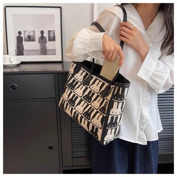 ブランド登録なし トートバッグ 布 レディース 大学生 軽い 通勤 通学 自立する バッグ A4 定番 カバン ショルダーバッグ ブラック ホワイト 大容量 : KSMCヤフーショップ ...