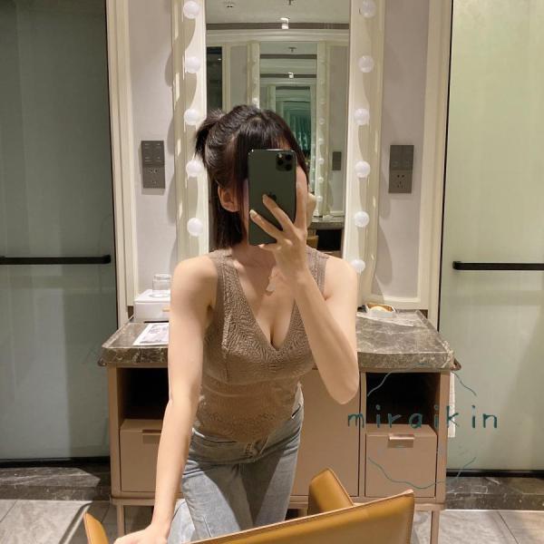 総レースタンクトップ キャミソール Vネック カップ入り 肌着 美胸 ブラカバー ブラトップ シースルー おうち時間 安い 寄せる 谷間 痛くない :0320-z1765:KSMCヤフー ...