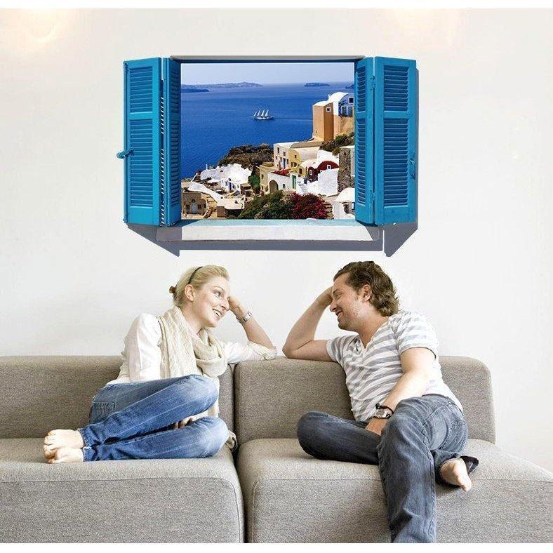 ウォールステッカー 壁紙シール ルームデコレーション トリックアート 3D 立体的 だまし絵 景色 窓 海 街並み 外国 壁装飾 DIY 空 ヨット : KSMCヤフーショップ - 通販 ...