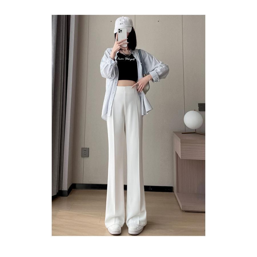 スラックス レディース フレアパンツ 美脚 レトロ ロングパンツ ハイウエスト スーツパンツ 高級感 春秋 お洒落 エレガント 長ズボン 体型カバー : aki-hosyu ...