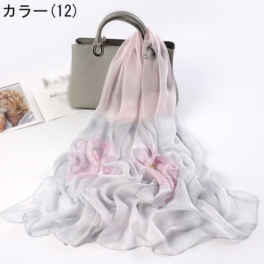 スカーフ ストール ショール レディース おしゃれ 大判 薄手 天然絹 柔らかい 花柄 紫外線防止 ブルー 赤 オフィス 冷房対策 uvカット 日焼け止め 春 秋 冬 : KSMCヤフー ...