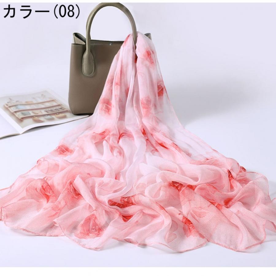 スカーフ ストール ショール レディース おしゃれ 大判 薄手 天然絹 柔らかい 花柄 紫外線防止 ブルー 赤 オフィス 冷房対策 uvカット 日焼け止め 春 秋 冬 :aki-sukafu ...