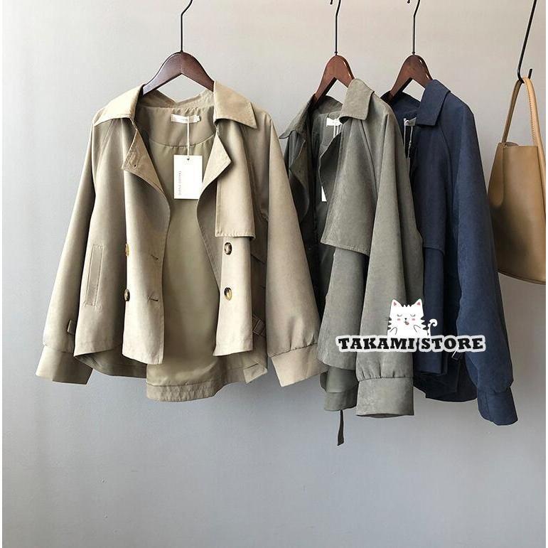 スプリングコート トレンチコート レディース 春 秋 ライトアウター 長袖 ショートコート きれいめ 体型カバー 30代 40代 50代 ドロップショルダー : KSMCヤフーショップ ...