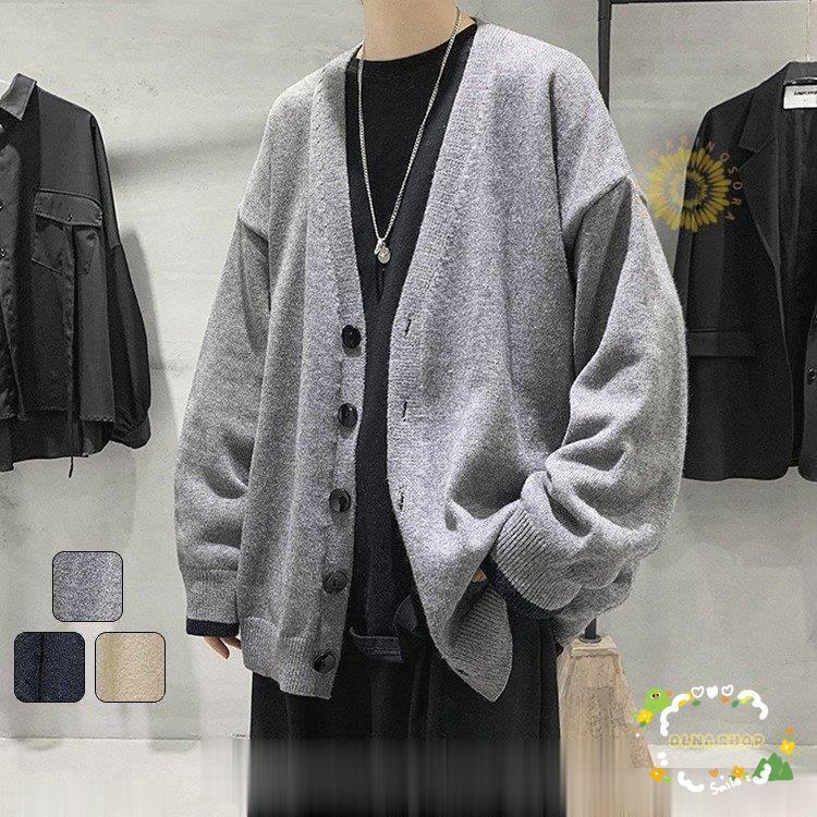 カーディガンメンズレディースニットセーターVネック前開き無地ゆったりおしゃれ男女兼用秋冬春 : KSMCヤフーショップ - 通販 - Yahoo!ショッピング