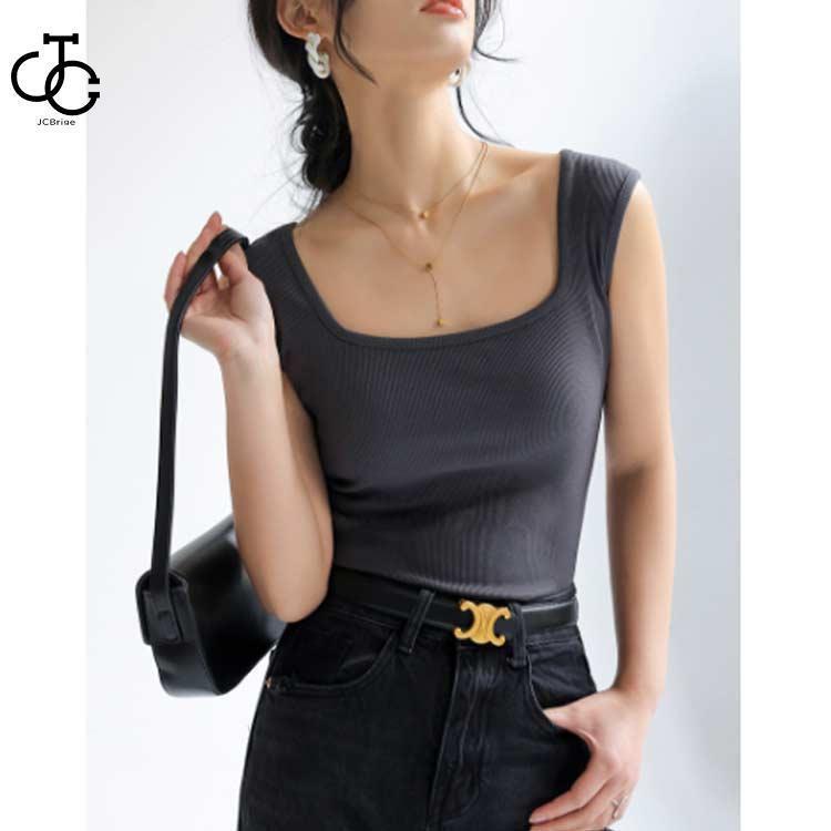 前後2way タンクトップ レディース スクエアネック ブラ紐隠しインナー リブ タンク 脇高 チラ見え防止 Vネック 肌着 脇汗ガード デ : KSMCヤフーショップ - 通販 ...