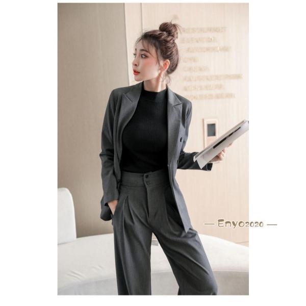 スーツ レディース パンツ 洗える ワイドパンツ パンツスーツ ビジネス 春 夏 秋 冬 通勤 グレー S M L LL : KSMCヤフーショップ - 通販 - Yahoo!ショッピング