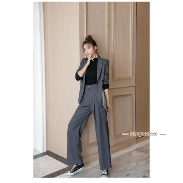 スーツ レディース パンツ 洗える ワイドパンツ パンツスーツ ビジネス 春 夏 秋 冬 通勤 グレー S M L LL : KSMCヤフーショップ - 通販 - Yahoo!ショッピング