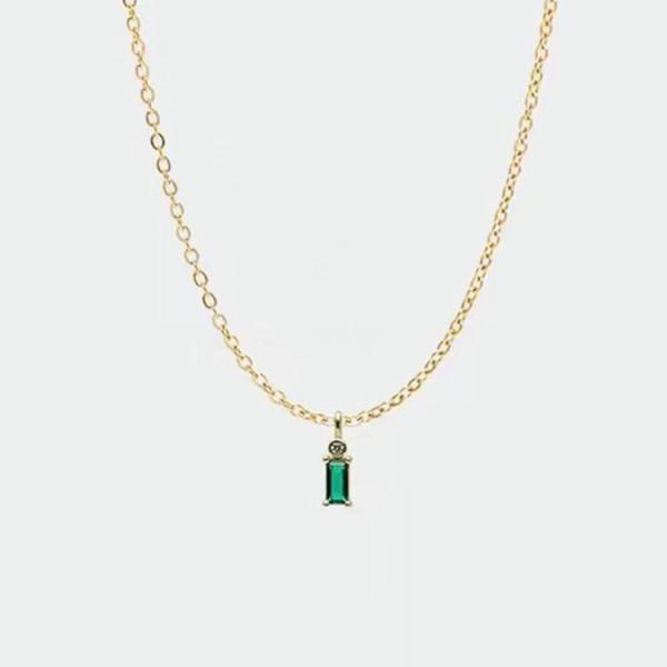 母の日ギフト 人気 ネックレス レディース 一粒 小ぶり エメラルド 四角 スクエア シンプル 重ね付け シルバー925 K14コーティング 彼女 妻 嫁 母 女性 : jh-ss002 ...