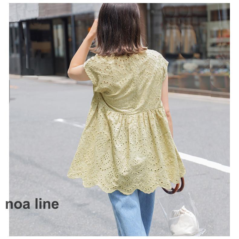 ブラウス 刺繍 レース 半袖 コットン100% トップス ギャザー : KSMCヤフーショップ - 通販 - Yahoo!ショッピング