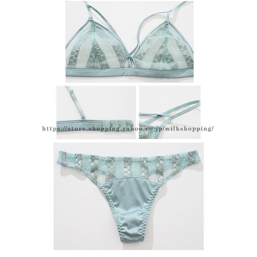 ブラジャー ショーツセット Tバックショーツ ノーカップ ノンパテッドブラ ストリング 上下2点セット ノンワイヤー 三角ブラ 通気性 おしゃれ 透け :xn-058t48n631:KSMC ...