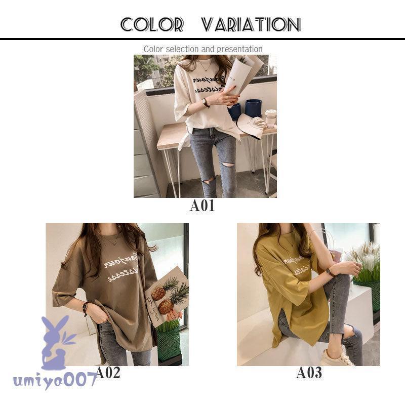 tシャツ レディース 半袖 カットソー 夏 春 トップス UV ロンT ロング 文字 サイドスリット プルオーバー インナー 大きめ 薄手 体型カバー :xn-058t54n229:KSMC ...