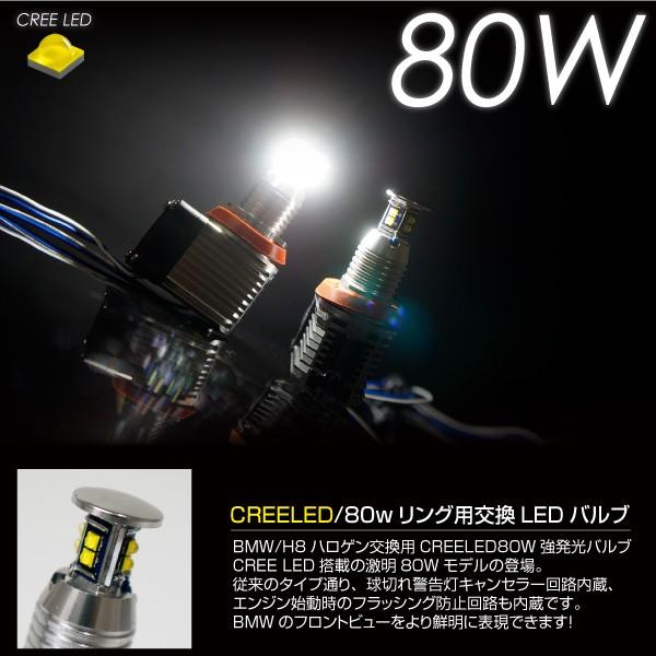 BMW 80W イカリング 交換バルブ H8 CREE LED E87 E82 E88 E90 E91 E92 E93 E84 E60 E61 E63 E64 E71 E70 : インポート ...