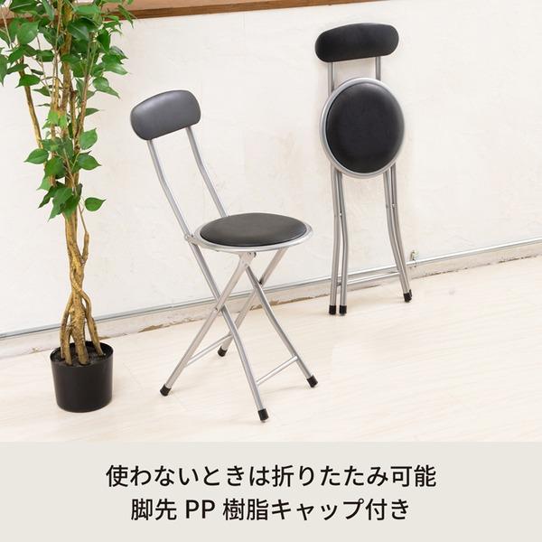 〔6脚セット〕ホームチェア (ブラック/黒) 折りたたみ椅子 カウンターチェア 合成皮革 スチール パイプイス いす 背もたれ付き 軽量 ...