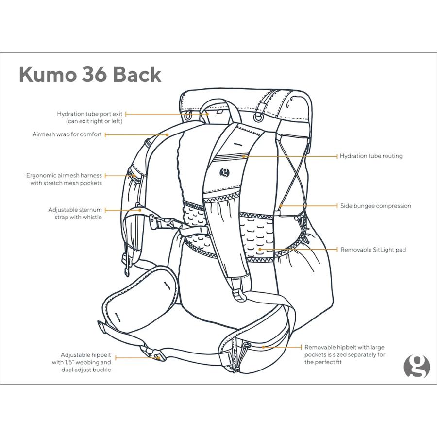 ゴッサマーギア クモ 36 R 【36リットル】 Gossamer Gear KUMO : グッドオープンエアズ マイクス - 通販 - Yahoo!ショッピング
