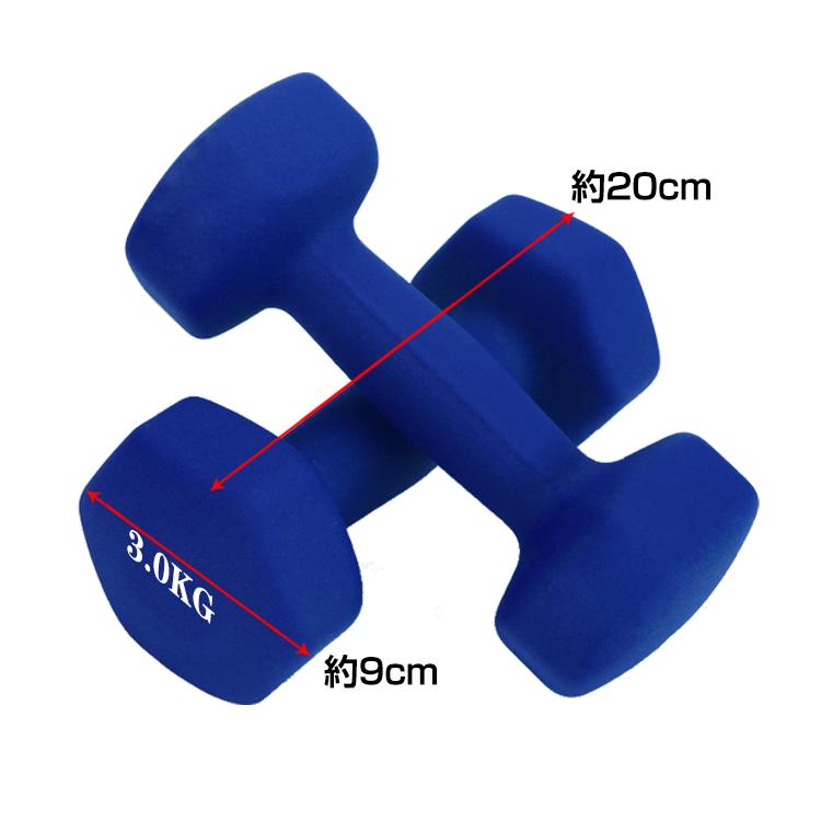 ダンベル 3kg 2個セット カラー トレーニング 筋トレ 男性 女性 鉄アレイ ブルー レッド de096 :de096:雑貨ショップK・T - 通販 - Yahoo!ショッピング