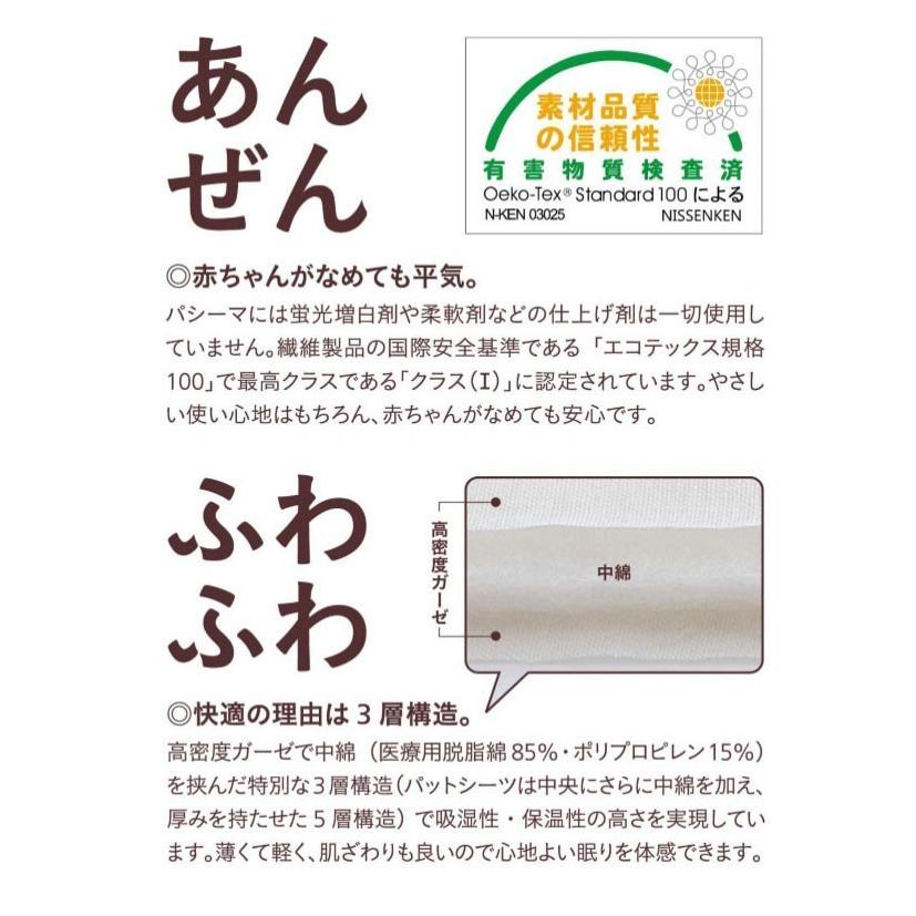 パシーマ（pasima） パットシーツ セミダブル SD サイズ / 送料無料 約133×210cm 脱脂綿 シーツ ベッドパット 敷きパッド 高吸水性 保温 速乾 無添加 日本製 寝具 ...