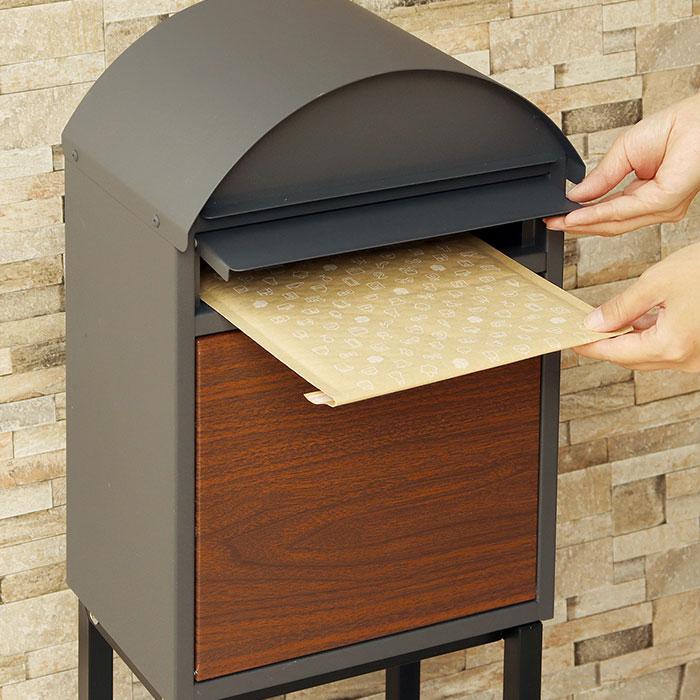 スタンドポスト Simon シモン / ポスト 郵便ポスト 郵便受け 新聞受け メールボックス 玄関 A4 投函可能 棚板 アイアン モジュ MOJYU SDM-070 SDM-071 : K ...