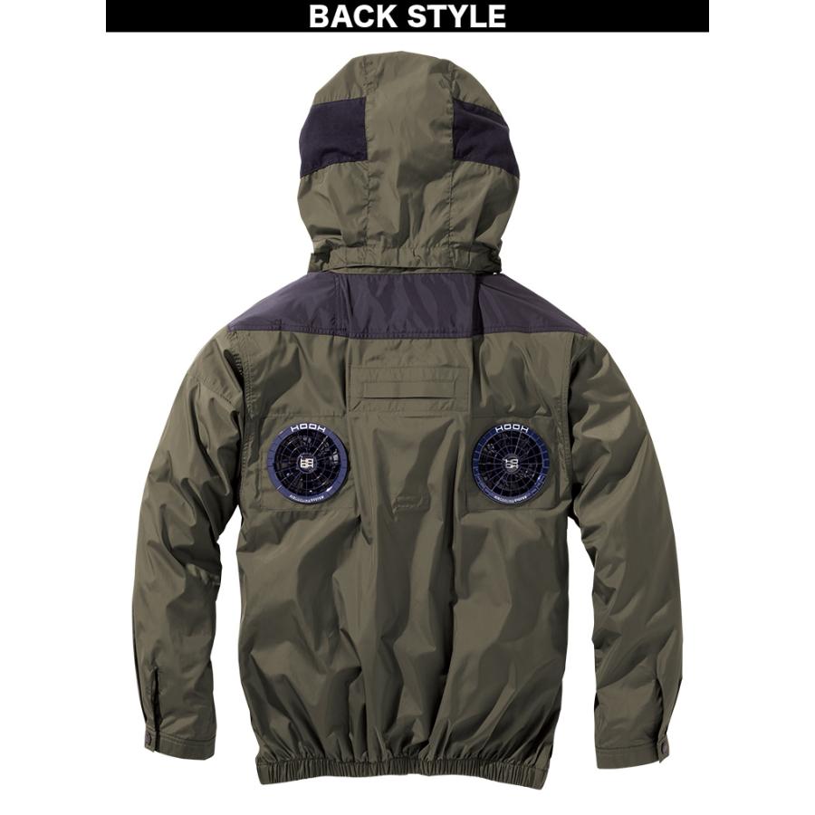 2025年新商品 快適ウェア 空調作業服 ミドルファン長袖フードジャケット V1122 6L 8L 裏チタン フルハーネス対応 村上被服 HOOH 春夏服のみ 電動ファン用ウェア : 武蔵野 ...