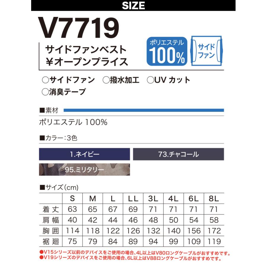 快適ウェア サイドファンベスト V7719 単品 ※服のみ 撥水加工 UVカット 消臭テープ 迷彩 カモフラ ポリエステル100% おしゃれ メンズ 作業着 作業服 村上被服 : 武蔵野 ...