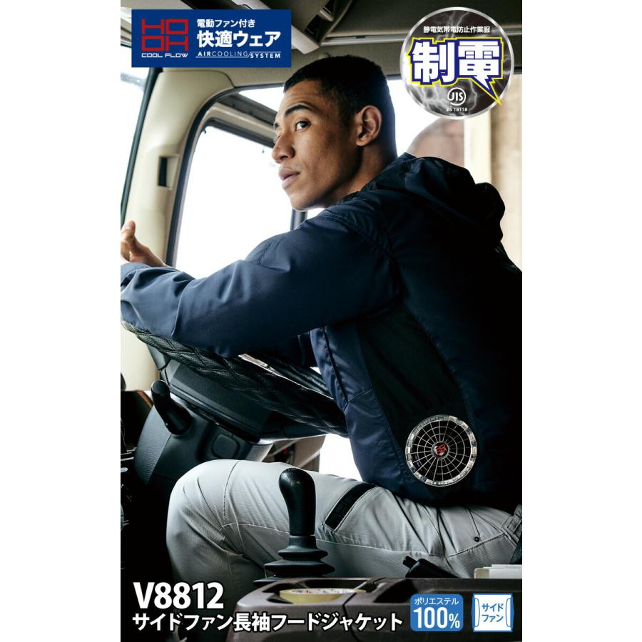 HOOH 快適ウェア 長袖ジャケット 19V バッテリーファンセット V8812 V1901 V1902 S〜4L 静電気帯電防止 制電(JIS T8118適合) 村上被服HOOH 電動ファン ...