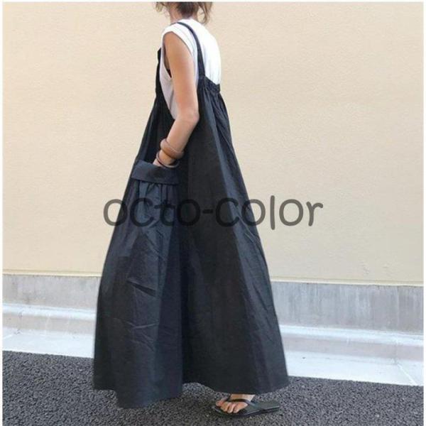 サロペット ワンピース ジャンパースカート レディース サロペットスカート ロングワンピース キャミソール ワンピース ゆったり 着痩せ OL 体型カバー 春 夏 : dd-nono ...