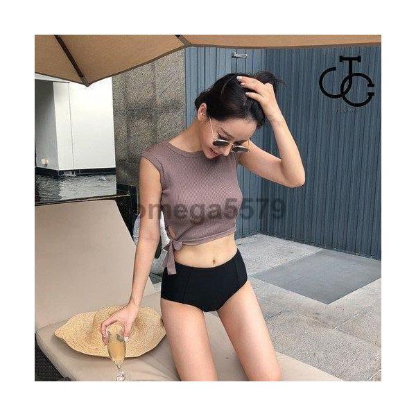 水着 レディース セットアップ バイカラー ハイウエスト カットソー シンプル フェミニン 大人 体型カバー : hhh-718-cc20xp67 : ku-store - 通販 ...