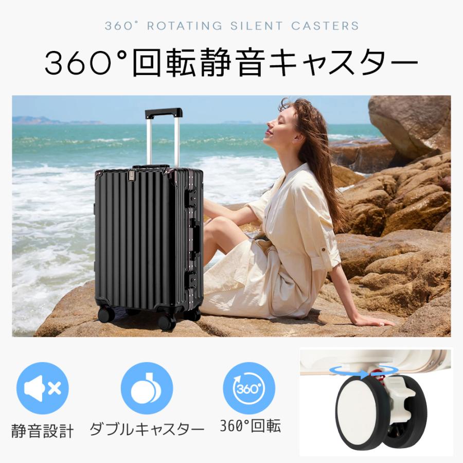 BARGOCH スーツケース 機内持ち込み 軽量 大型 アルミフレーム 耐衝撃最強 超静音 ストッパー付き S M L サイズ キャリーケース ハードケース TSAロック 2泊3日 2025 ...