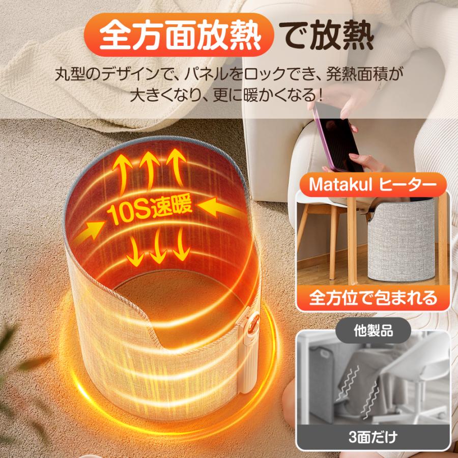 Matakul 【10%OFFクーポン】 パネルヒーター 足元 5面 デスク下 遠赤外線 折りたたみ 5段階温度調整 足元ヒーター 丸形 パネル デスク ヒーター 省エネ タイマー ...