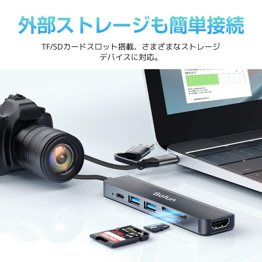 USBハブ type-c 高速 USB3.0 Cドック 6in1ハブ 変換アダプター 簡単接続 薄型/軽量 USB拡張 コンパクト Macbook/Windows/コンピューター対応 ...