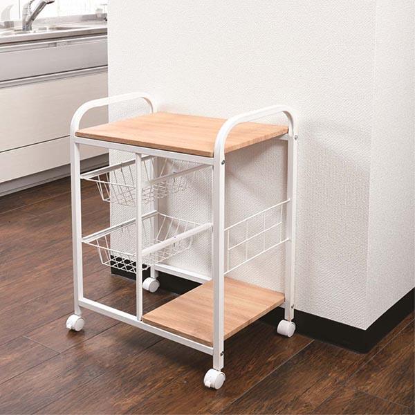 LIFELEX 2段キッチンワゴン WH/NA カゴ付 : ごようきき2クマぞう - 通販 - Yahoo!ショッピング