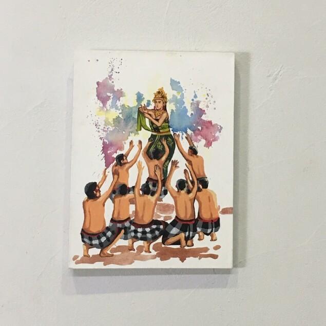 バリ絵画 人物画 ケチャ・シタ W30×H40 (1173-1) バリの絵 バリ バリ絵画 人物画 ケチャ・シタ W30×H40 (1173-1) バリの絵 バリ